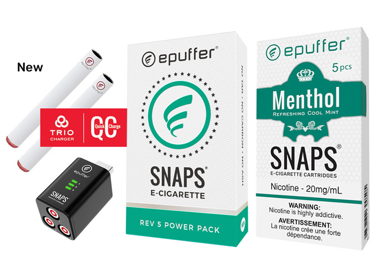 ePuffer SNAPS REV5 Black Rechargeable Cigalike Ecigarette Menthol ...